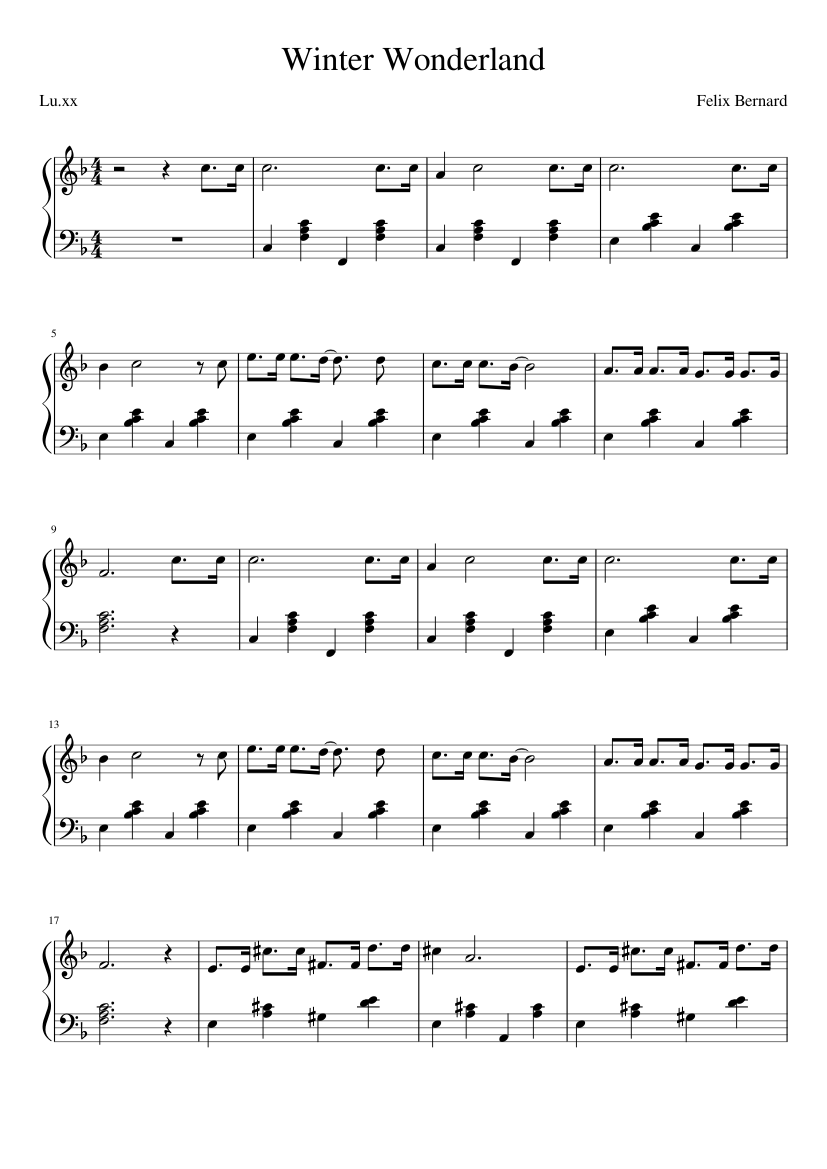 Winter Wonderland Sheet Music for Piano (Solo) easy | MuseScore.com