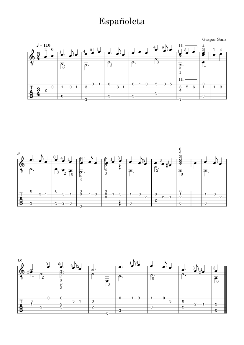 Espanoleta – Gaspar Sanz Gaspar Sanz - Españoleta Sheet Music and Tab ...