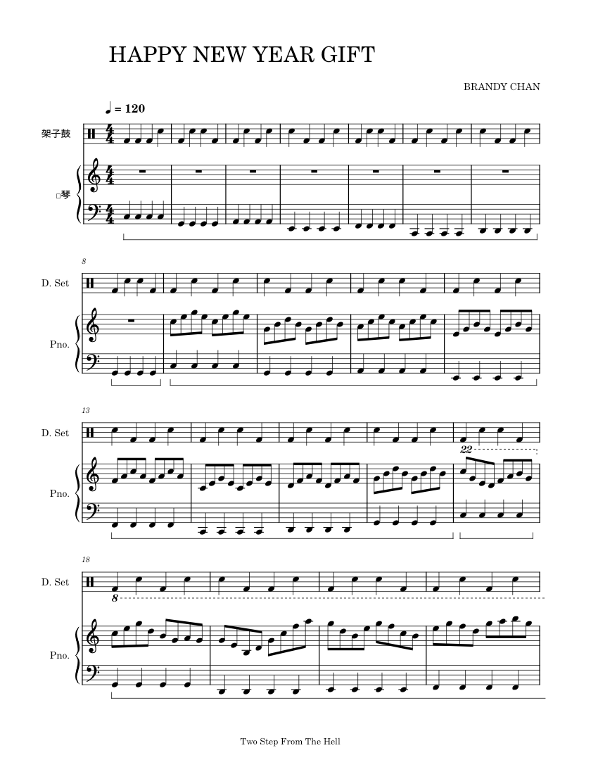 HAPPY_NEW_YEAR_GIFT Sheet music for Piano, Drum group (Piano Duo ...