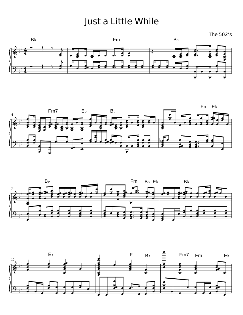 Just a Little While Sheet music for Piano (Solo) | Musescore.com