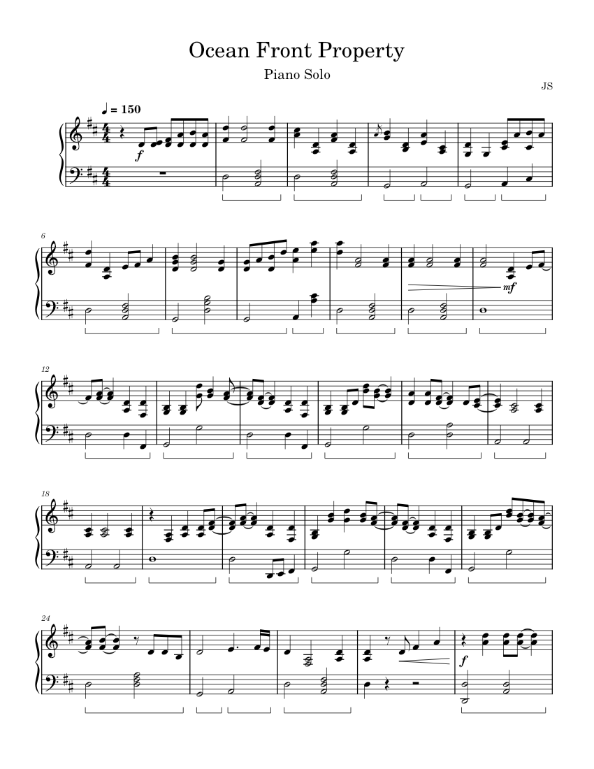 Ocean front property – George Strait - Piano Solo Sheet Music for Piano ...