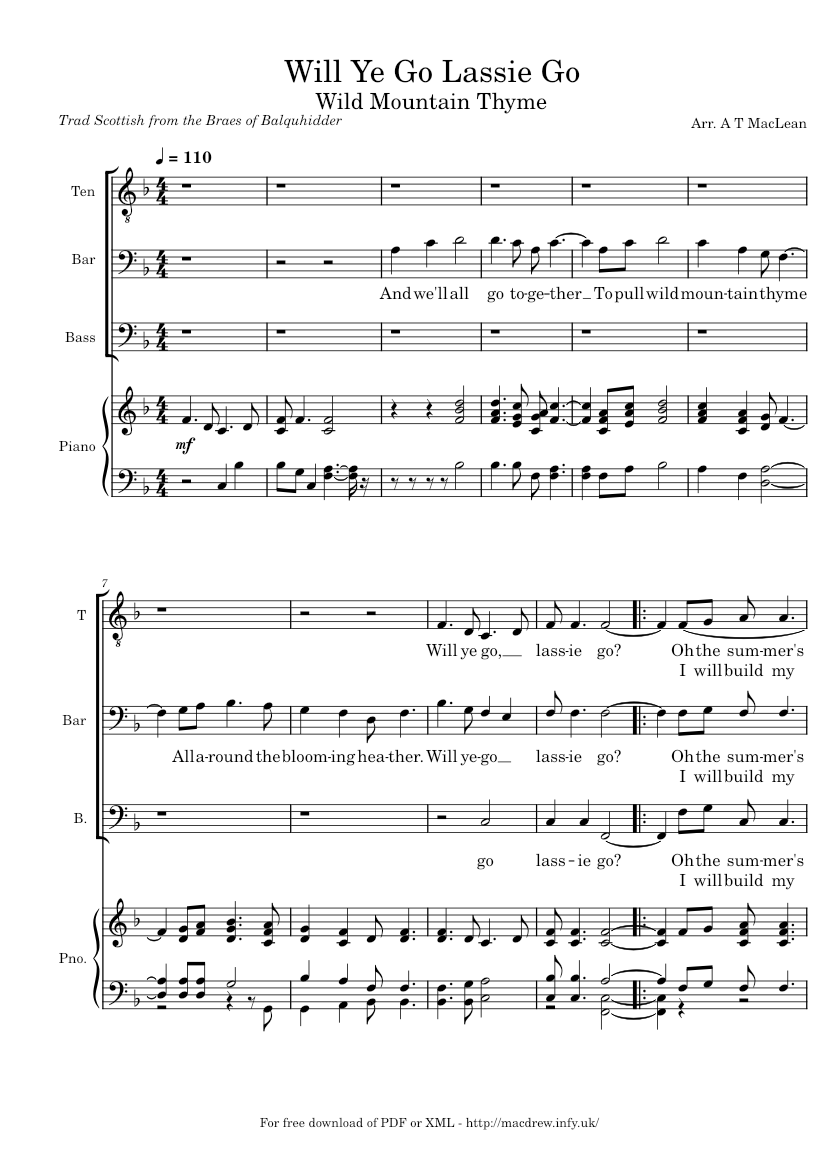 Will_Ye_Go_Lassie_Go TBB Sheet Music for Piano, Bass guitar ...
