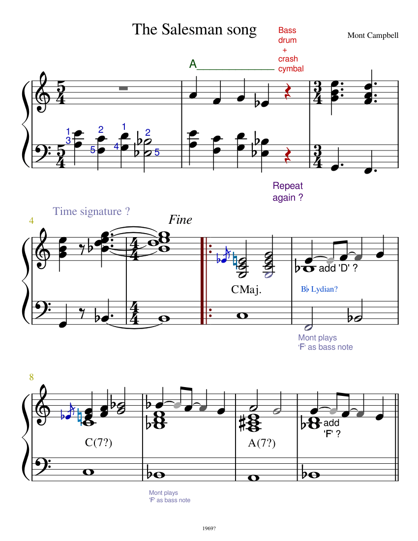 the Salesman Song by Mont Campbell Sheet music for Piano (Solo ...
