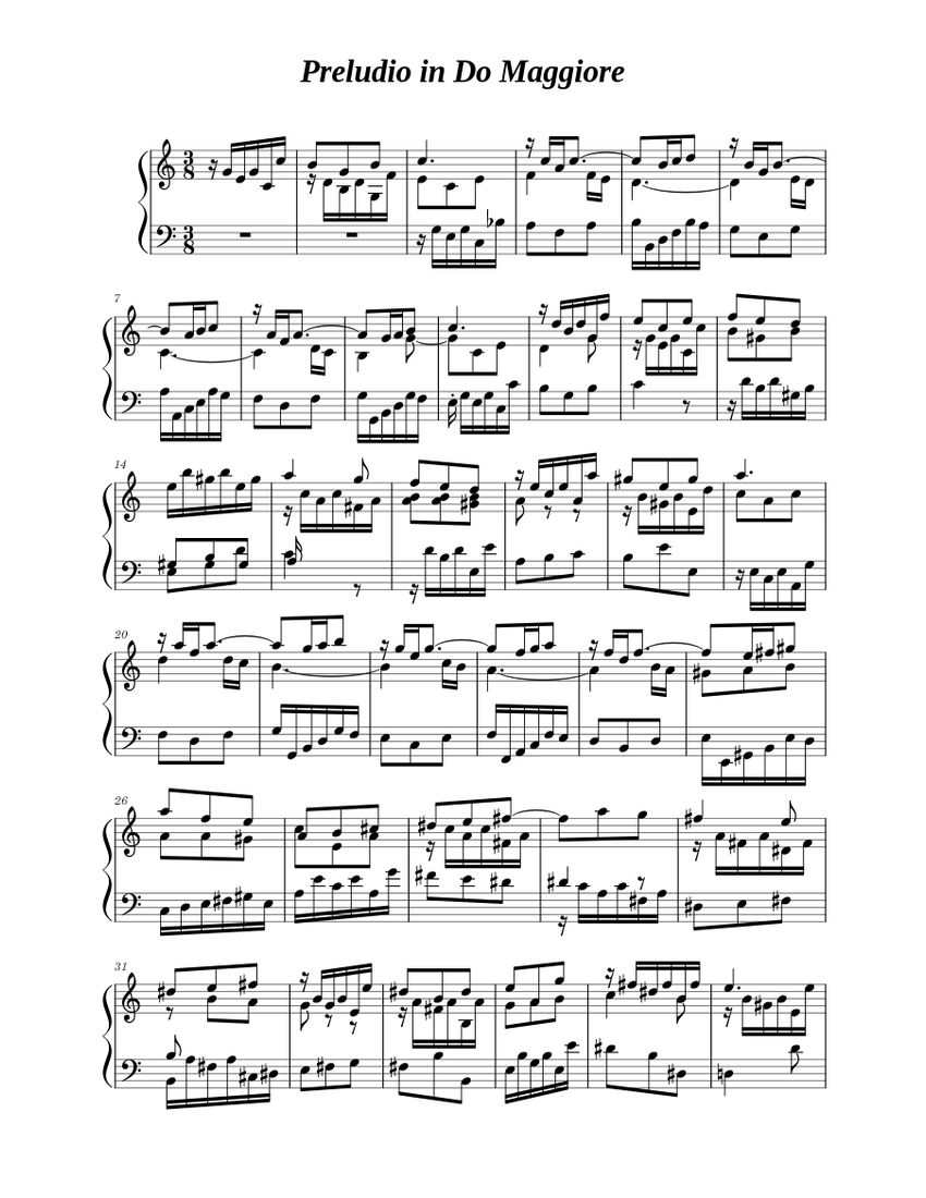 Preludio in Do Maggiore (New Audio!) Sheet music for Piano (Solo ...