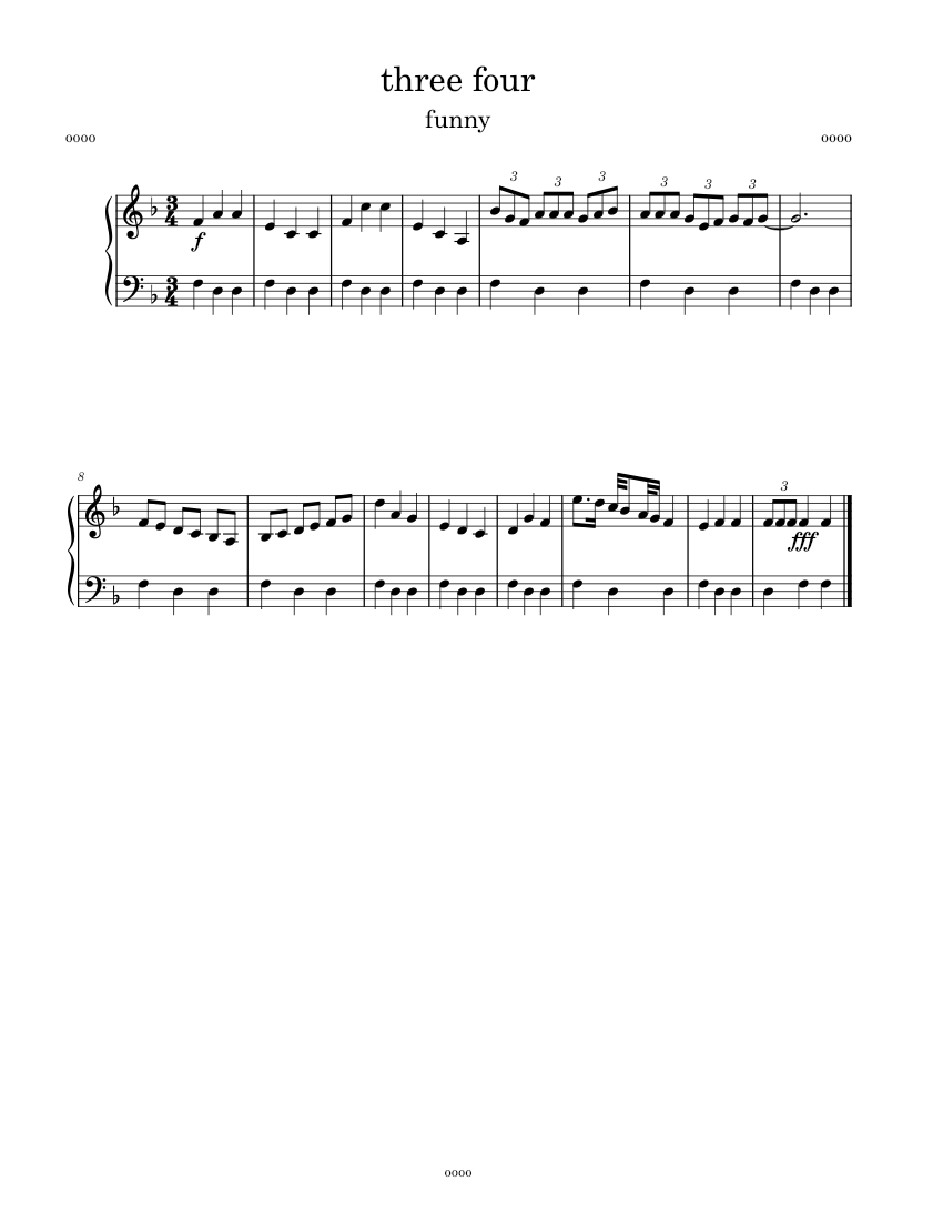 three four Sheet music for Piano (Solo) Easy | Musescore.com