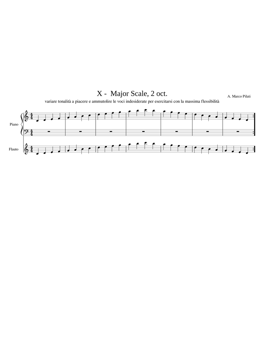 X_Major_Scale_2_ottave Sheet music for Piano, Flute (Solo) | Musescore.com