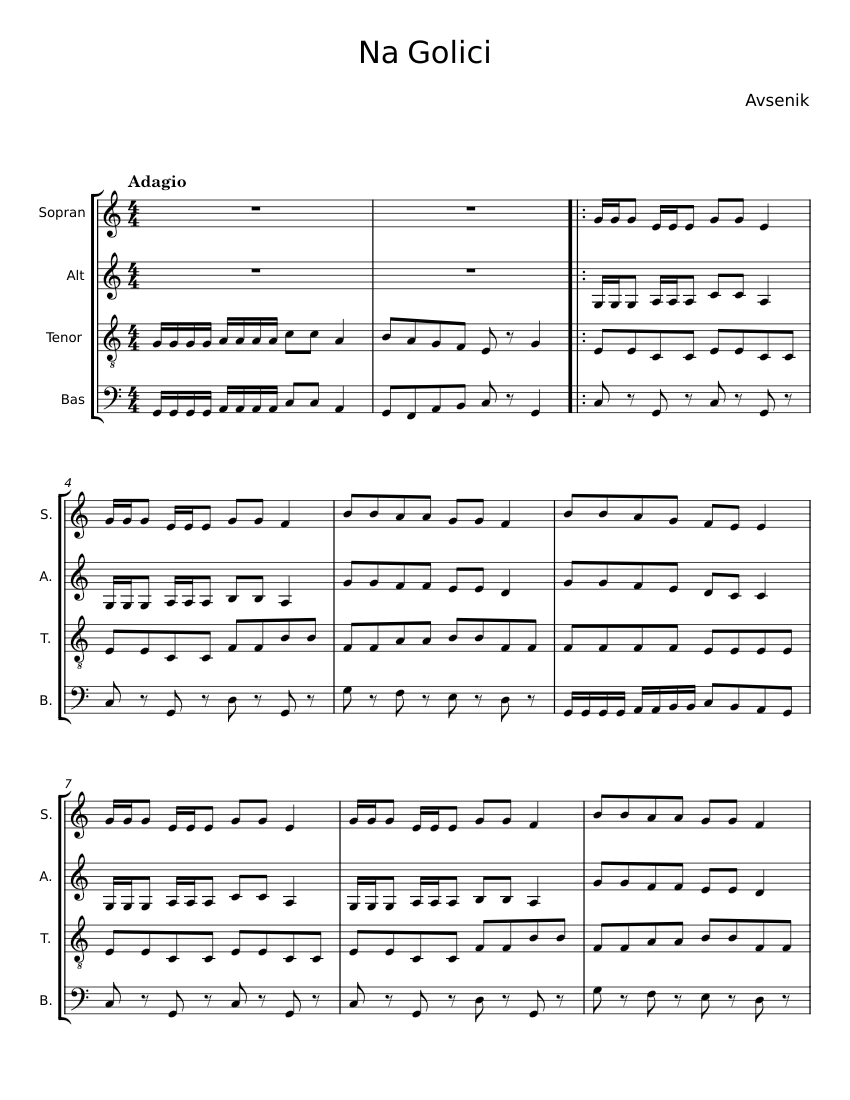 Na Golici - Ansambel Bratov Avsenik Sheet music for Synthesizer (Mixed ...