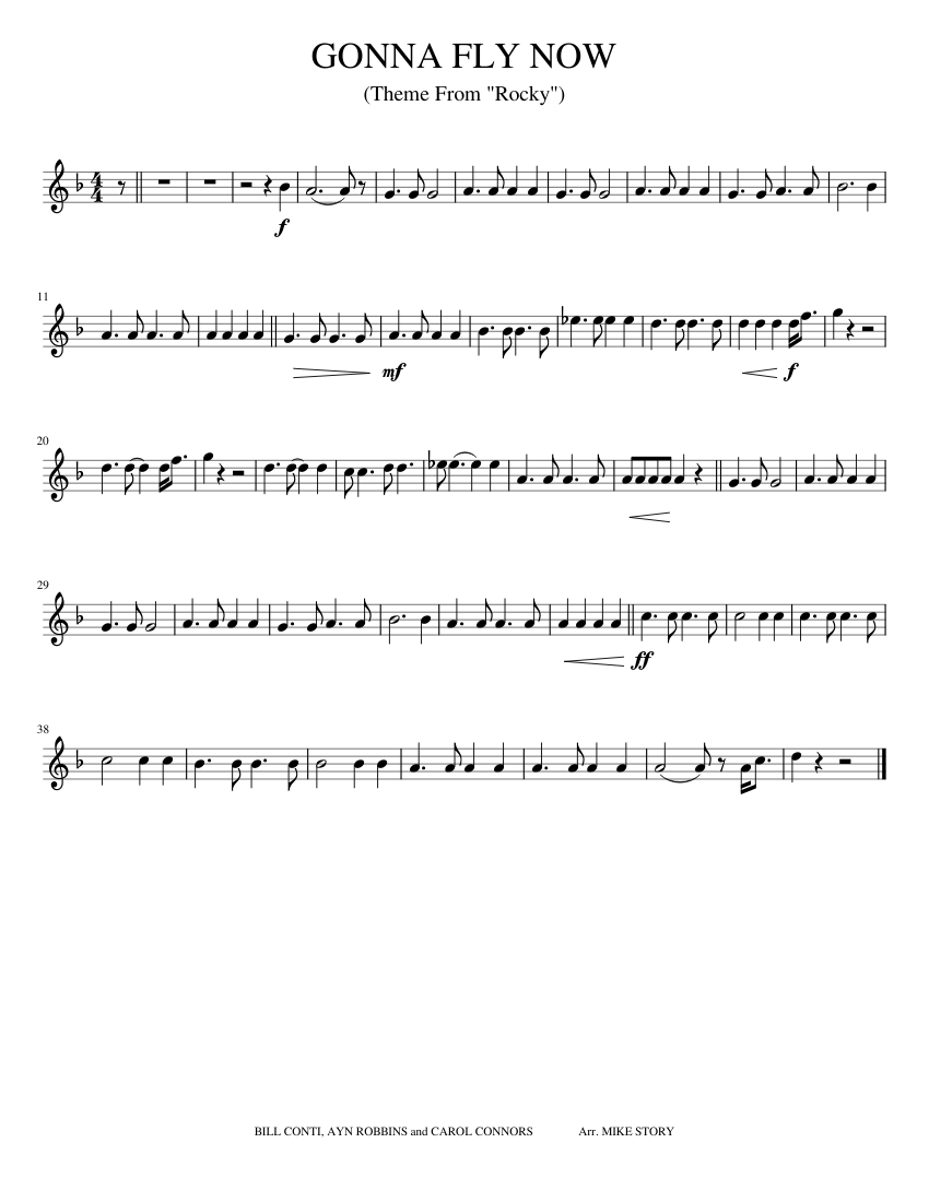 GONNA FLY NOW Sheet music for Saxophone tenor (Solo) | Musescore.com