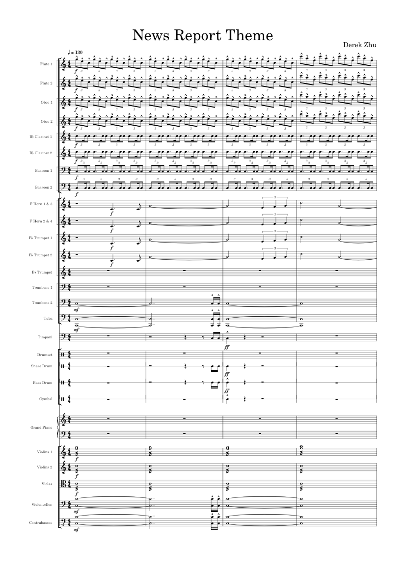News Report Theme - Derek Zhu Sheet music for Piano, Trombone, Tuba ...