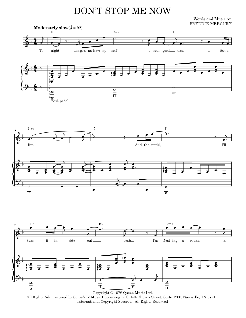 Play Official version of Don't Stop Me Now Sheet Music by Queen for ...