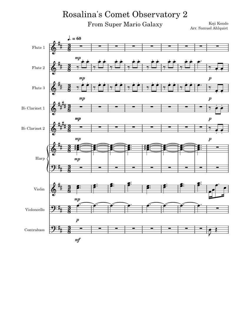 Rosalina's Comet Observatory 2 Sheet music for Flute, Clarinet in b ...