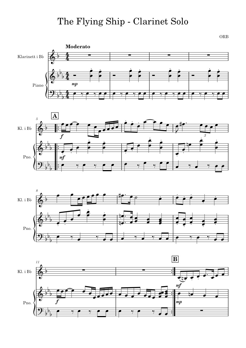 The Flying Ship, clarinet solo - ORB Sheet music for Piano, Clarinet other (Solo) | Musescore.com