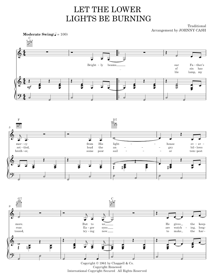 Play Official version of Let the lower lights be burning sheet music by ...