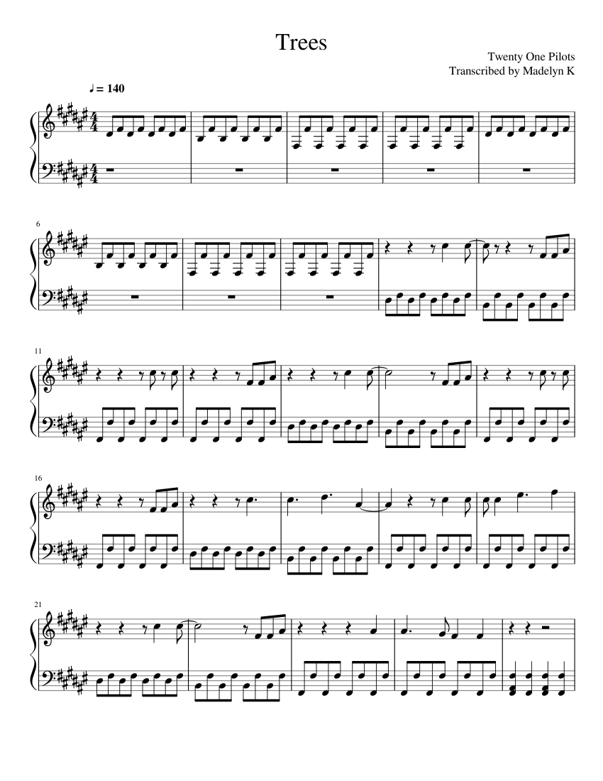 Trees Sheet music for Piano (Solo) | Musescore.com