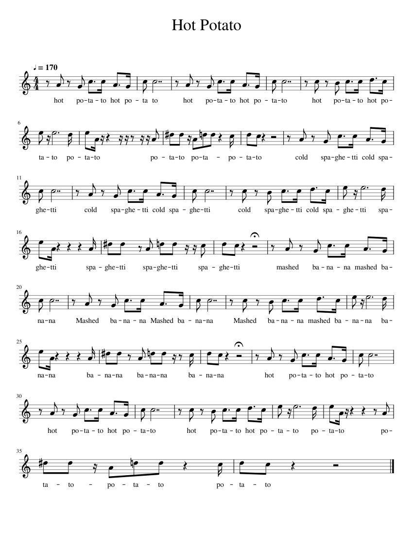 Hot Potato Sheet music for Piano (Solo) Easy | Musescore.com
