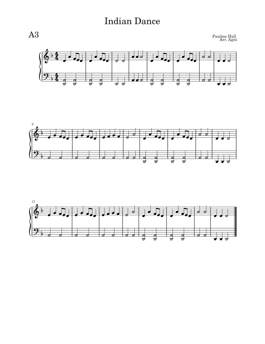 Indian Dance – Pauline Hall Sheet music for Piano (Solo) Easy ...