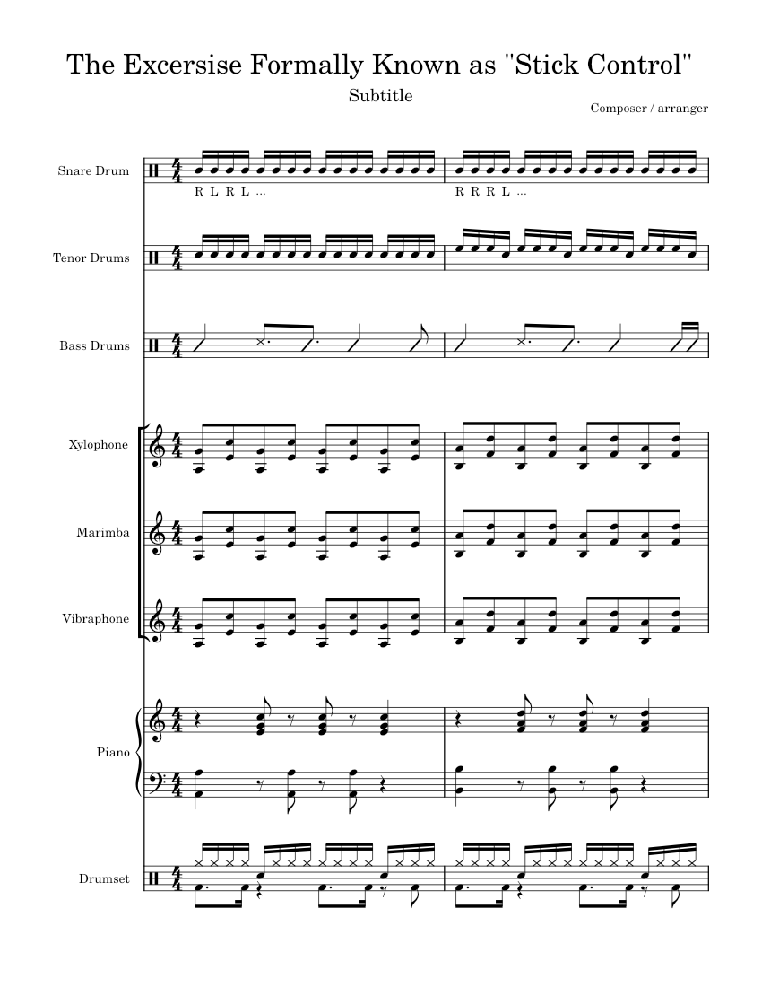 The Excersise Formally Known as "Stick Control" Sheet music for Piano ...