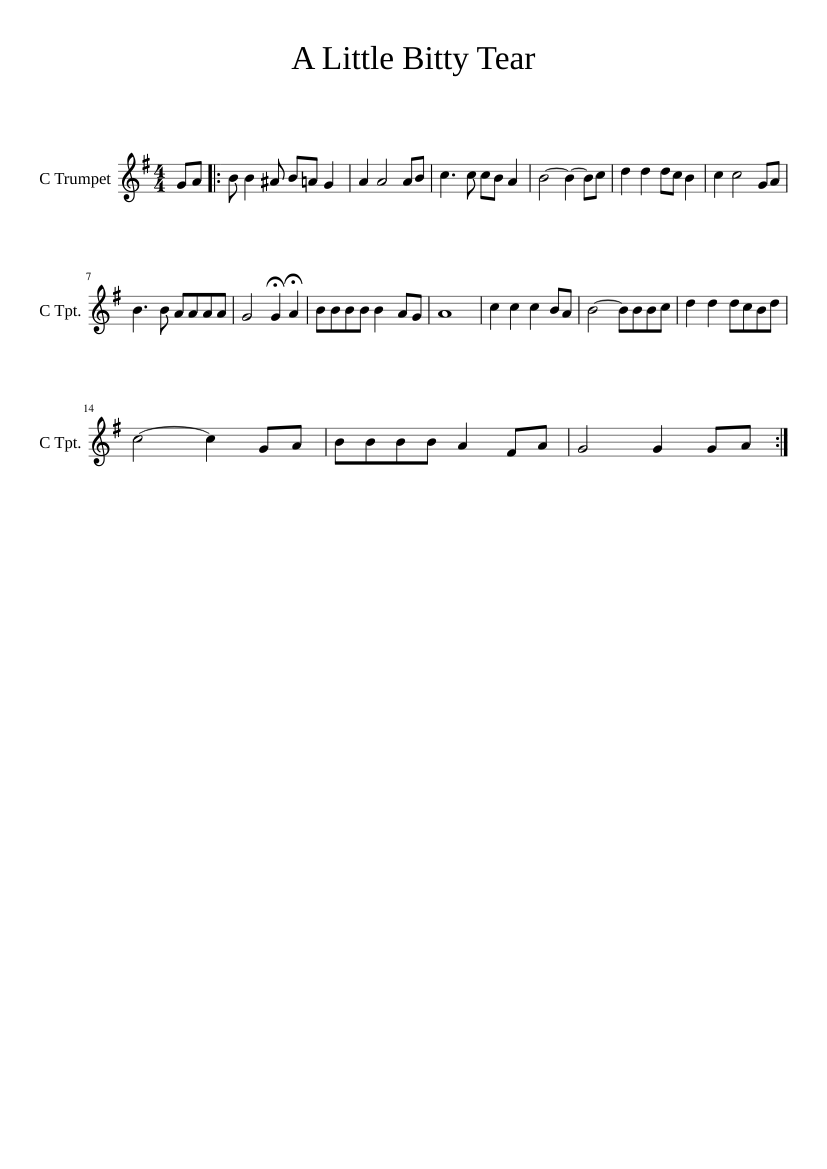 A Little Bitty Tear Sheet Music for Trumpet other (Solo) | MuseScore.com