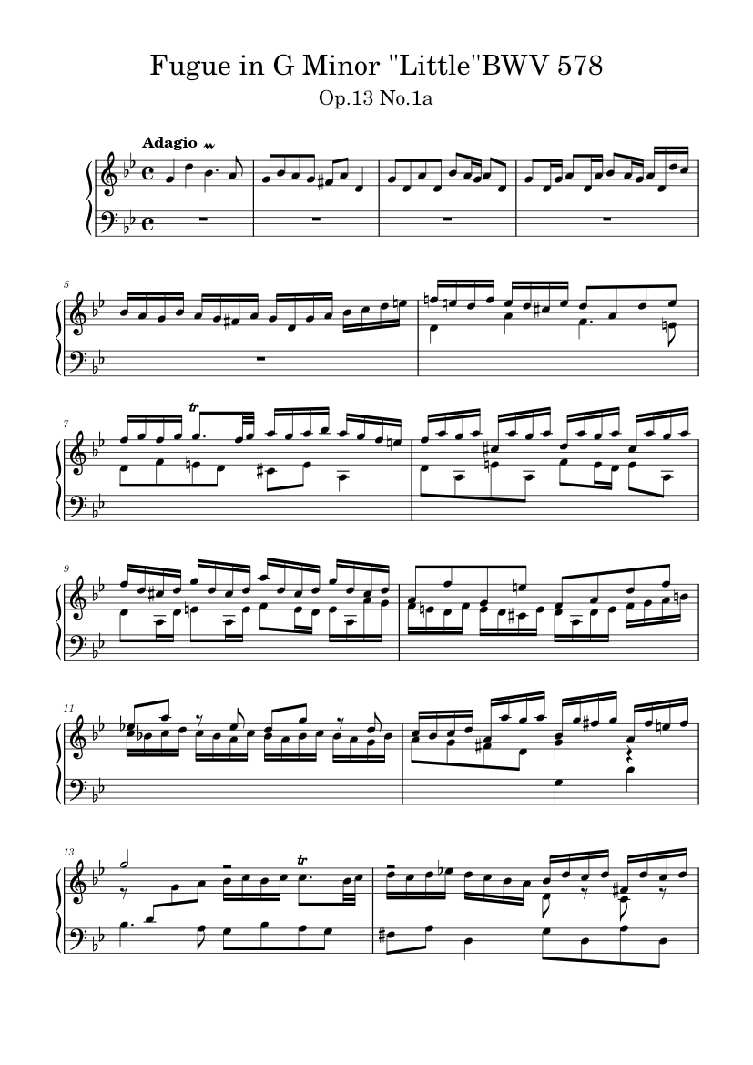 Fugue in G Minor "Little" BWV 578 Sheet music for Piano (Solo ...