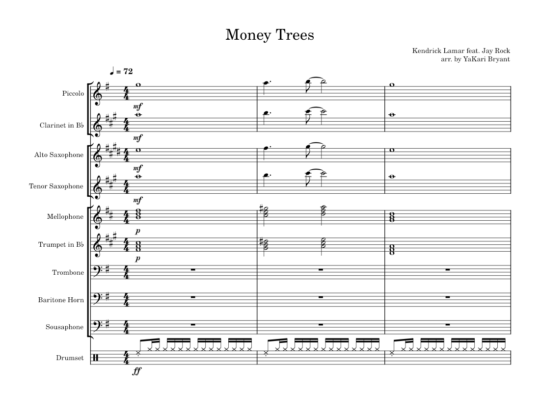 Money trees – Kendrick Lamar Sheet music for Trombone, Tuba, Oboe ...