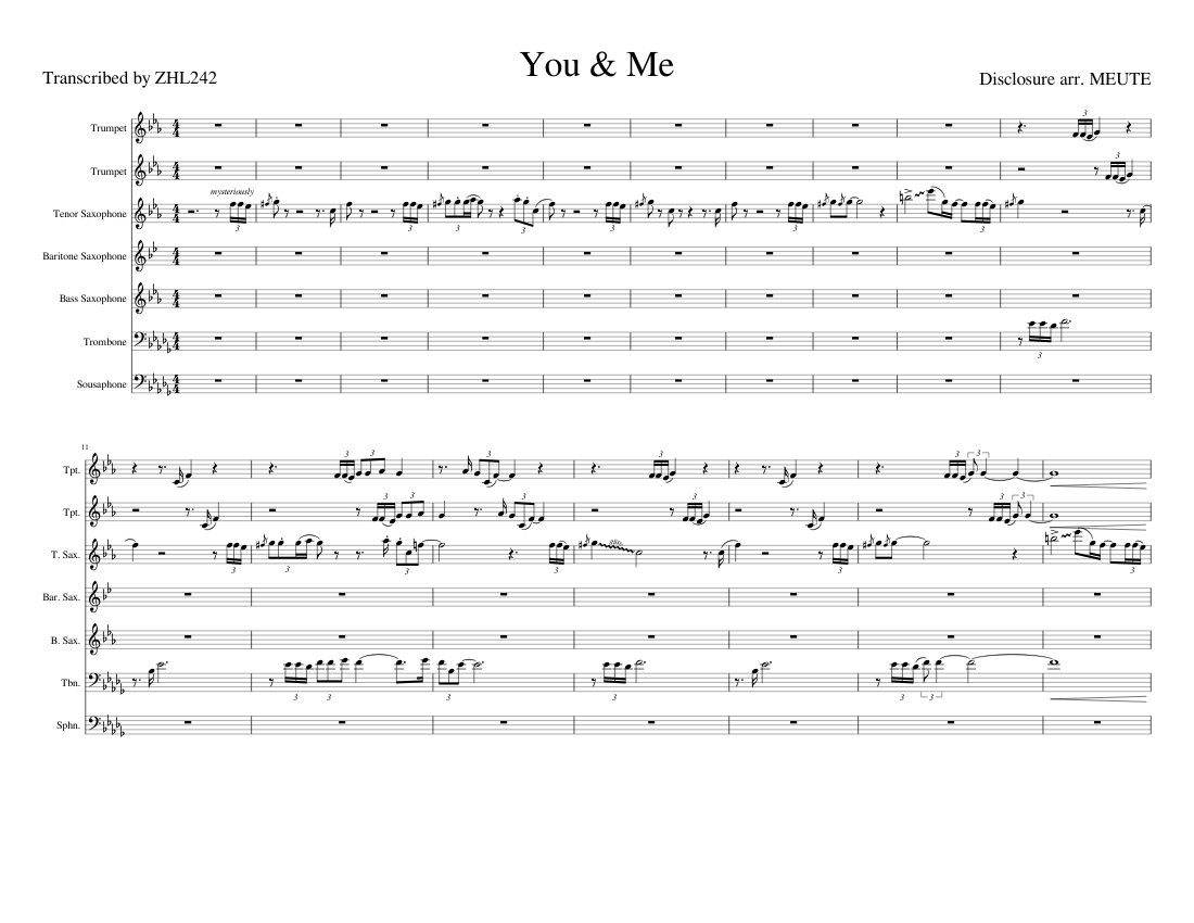 You & Me - MEUTE (full version) Sheet Music for Trombone, Saxophone tenor, Saxophone baritone ...