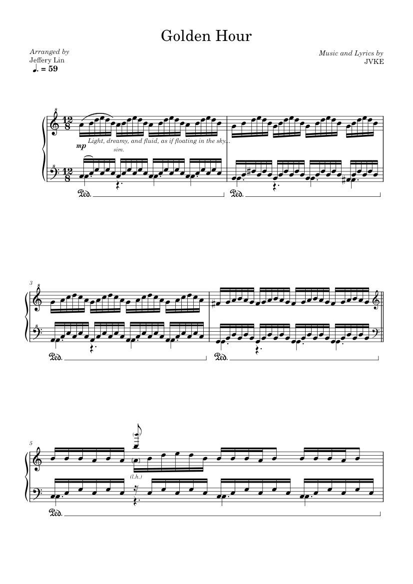 Golden hour – JVKE Sheet Music for Piano (Solo) | MuseScore.com