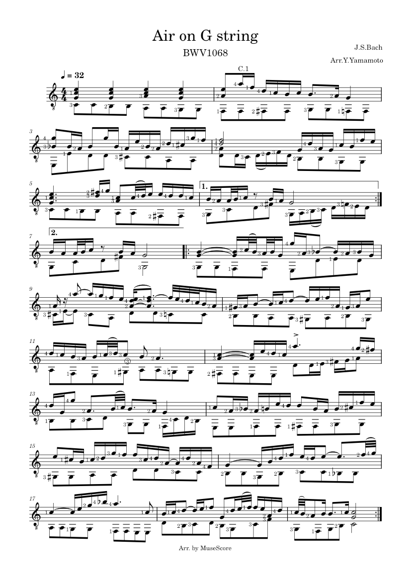 Air on G String – Johann Sebastian Bach Air on G string Sheet music for ...