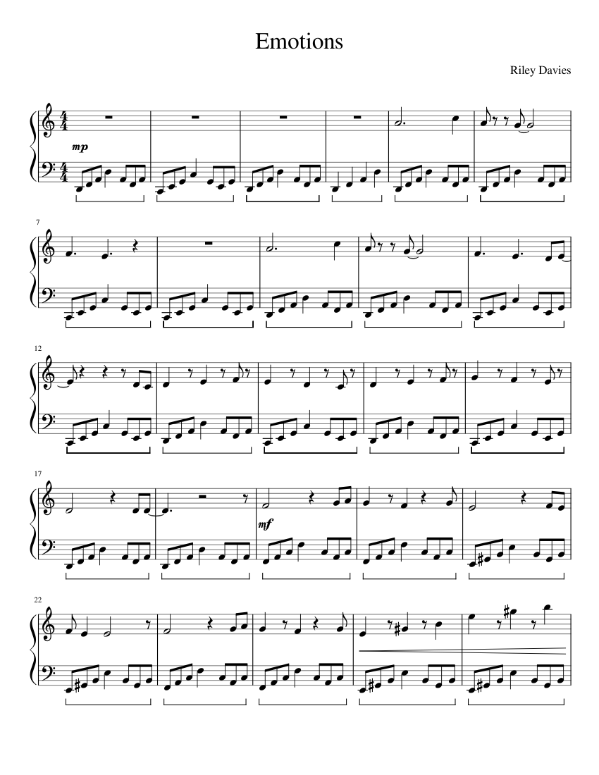 Emotions Sheet music for Piano (Solo) | Download and print in PDF or ...