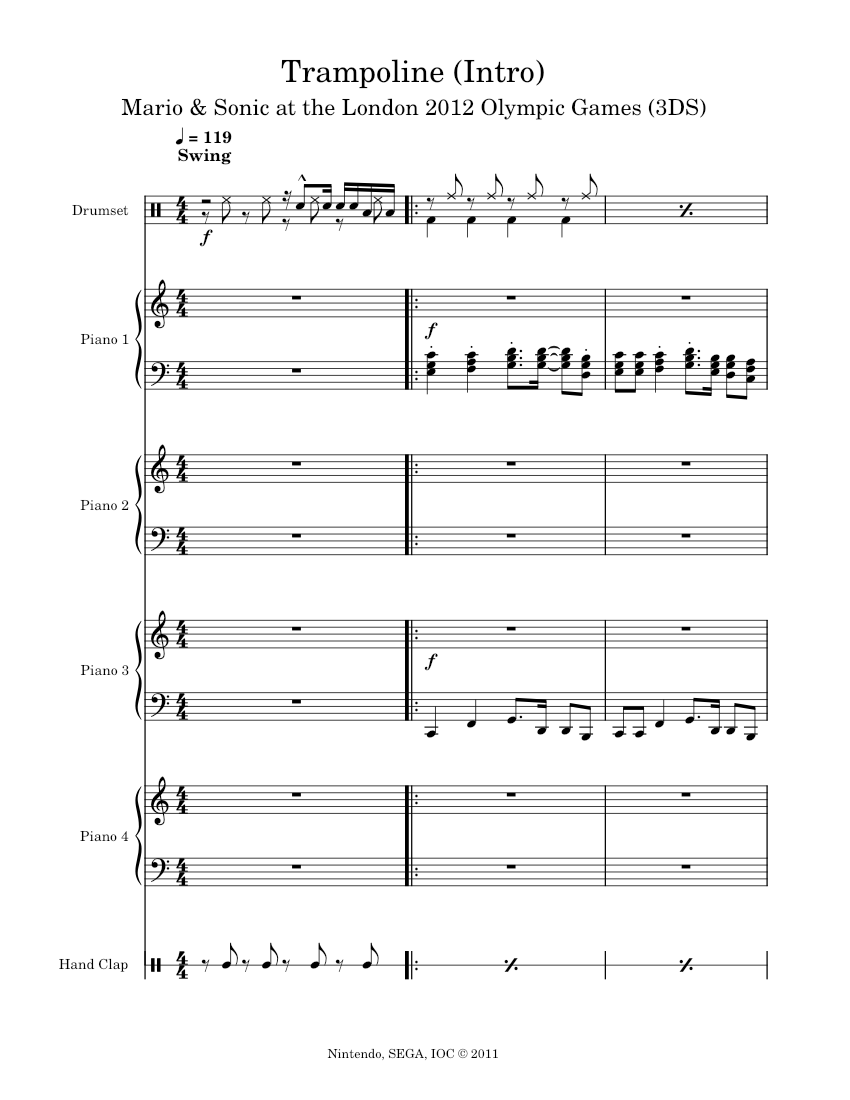Trampoline (Intro).mscz Sheet music for Piano, Drum group (Mixed ...