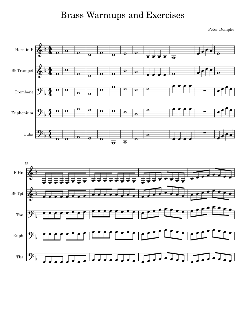 Brass Warmups and Exercises Sheet music for Trombone, Euphonium, Tuba ...