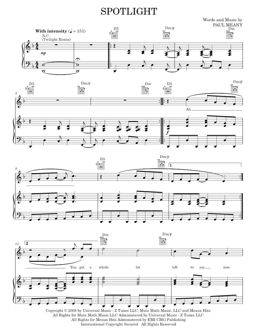 Play Official version of Spotlight (Twilight Remix) sheet music by ...
