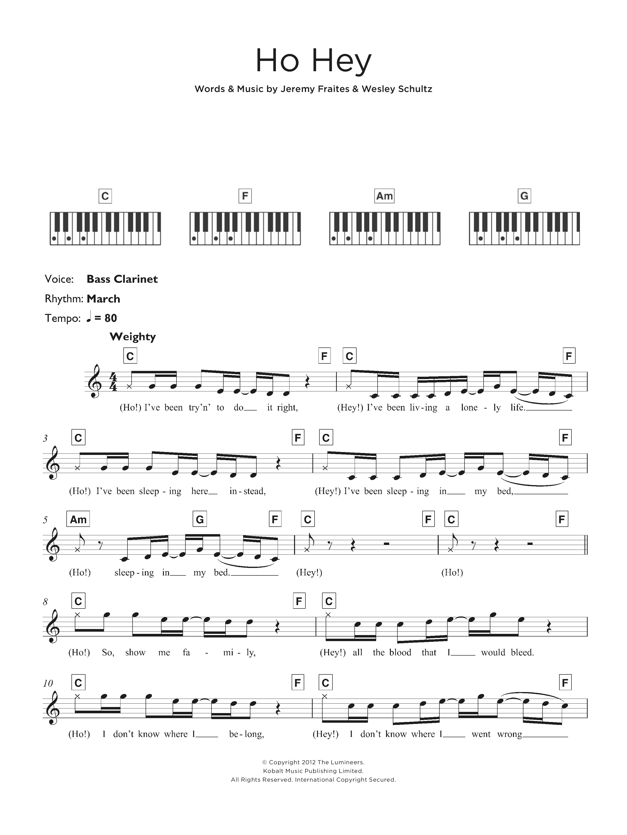 Play Official version of Ho hey sheet music by The Lumineers for Piano ...