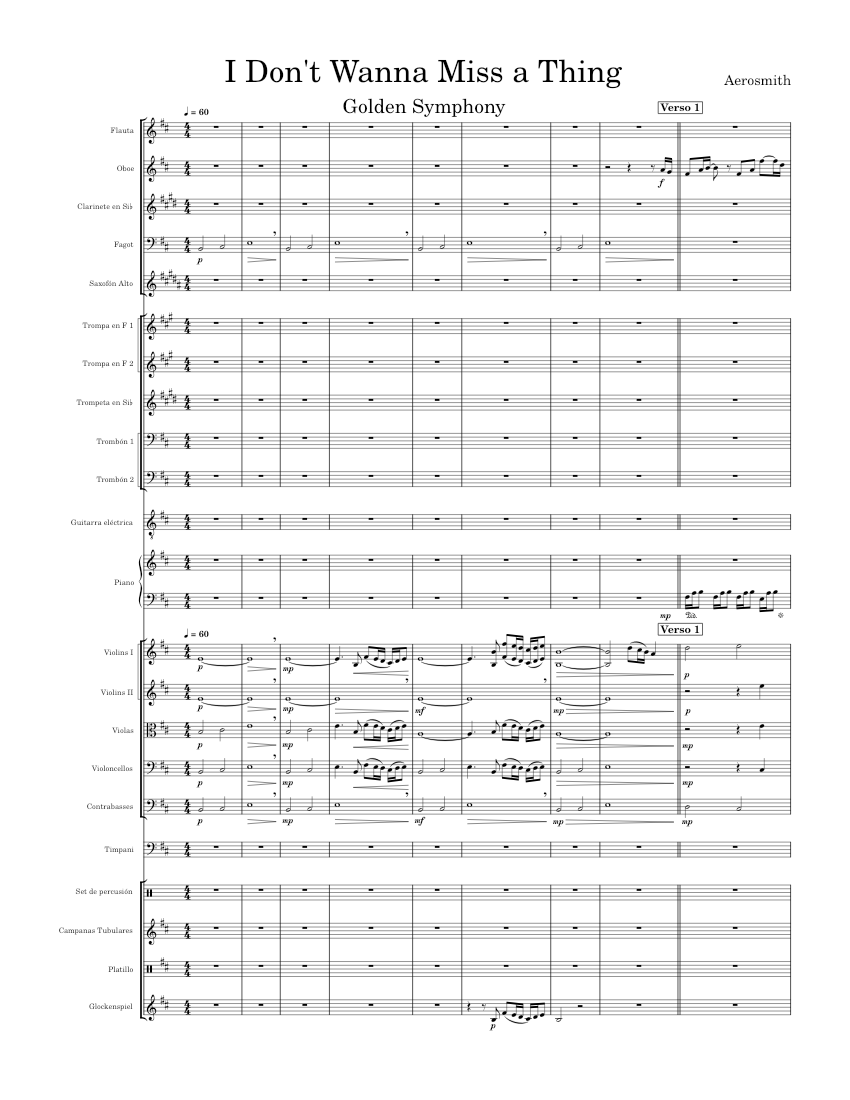 I Dont Wanna Miss A Thing – Diane Warren Sheet music for Piano ...