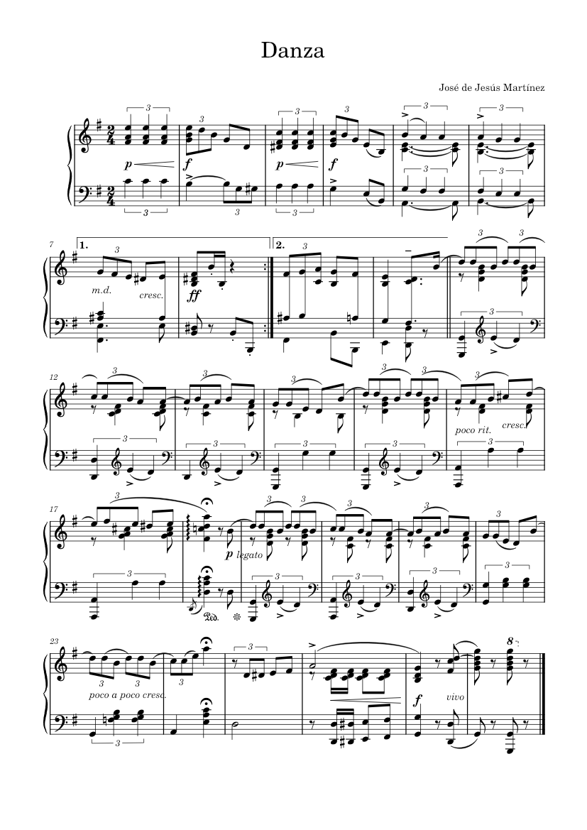 Danza Sheet Music for Piano (Solo) | MuseScore.com