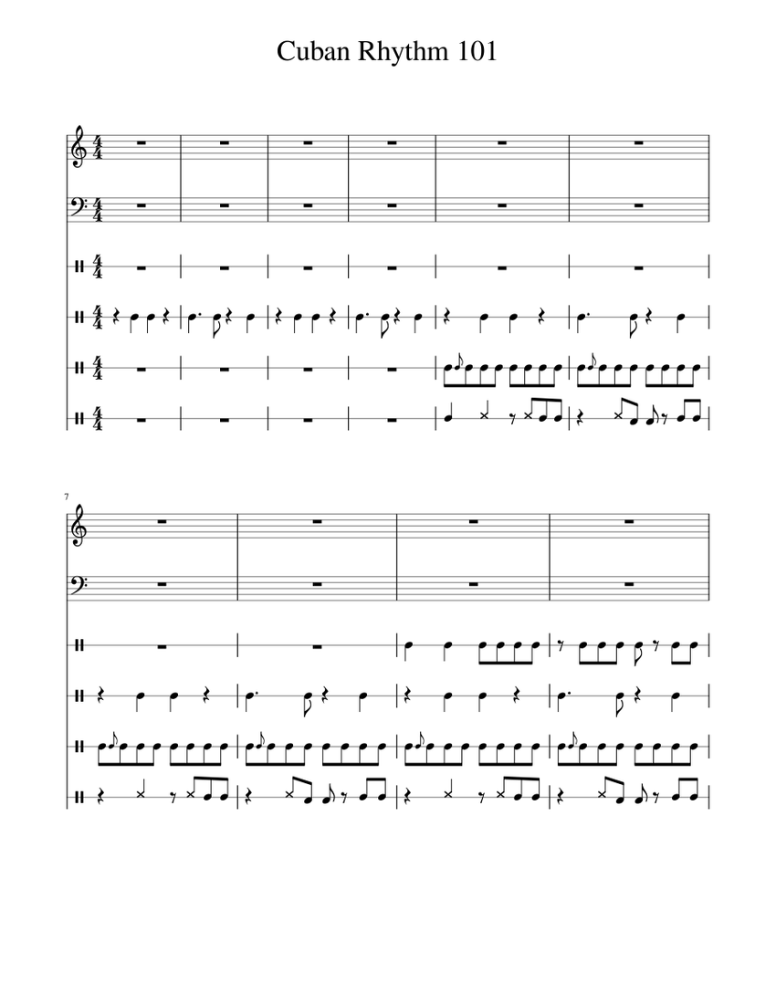 Cuban Rhythm 101 Sheet music for Piano, Claves, Conga, Percussion bells ...