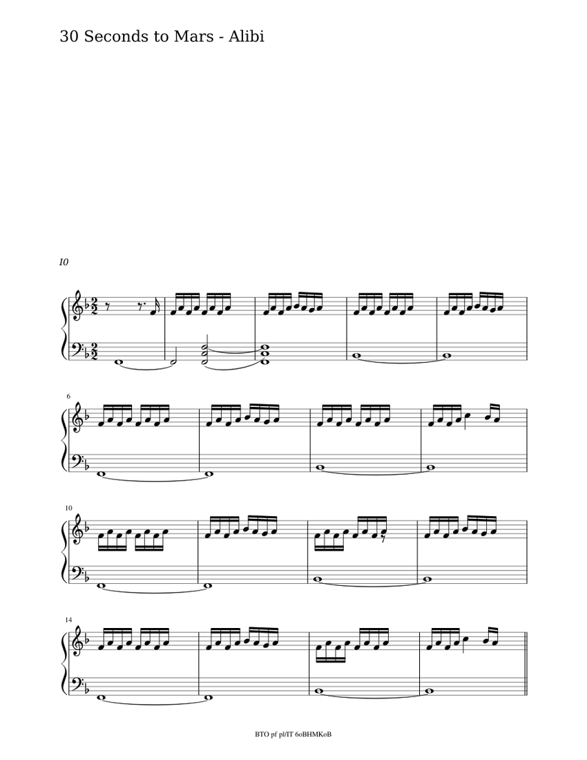 30 seconds to mars-Alibi Sheet music for Piano (Solo) | Musescore.com