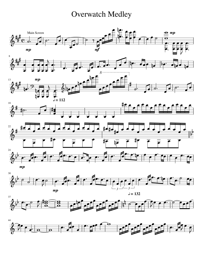 Overwatch Medley (Melody) Sheet music for Piano (Solo) Easy | Musescore.com