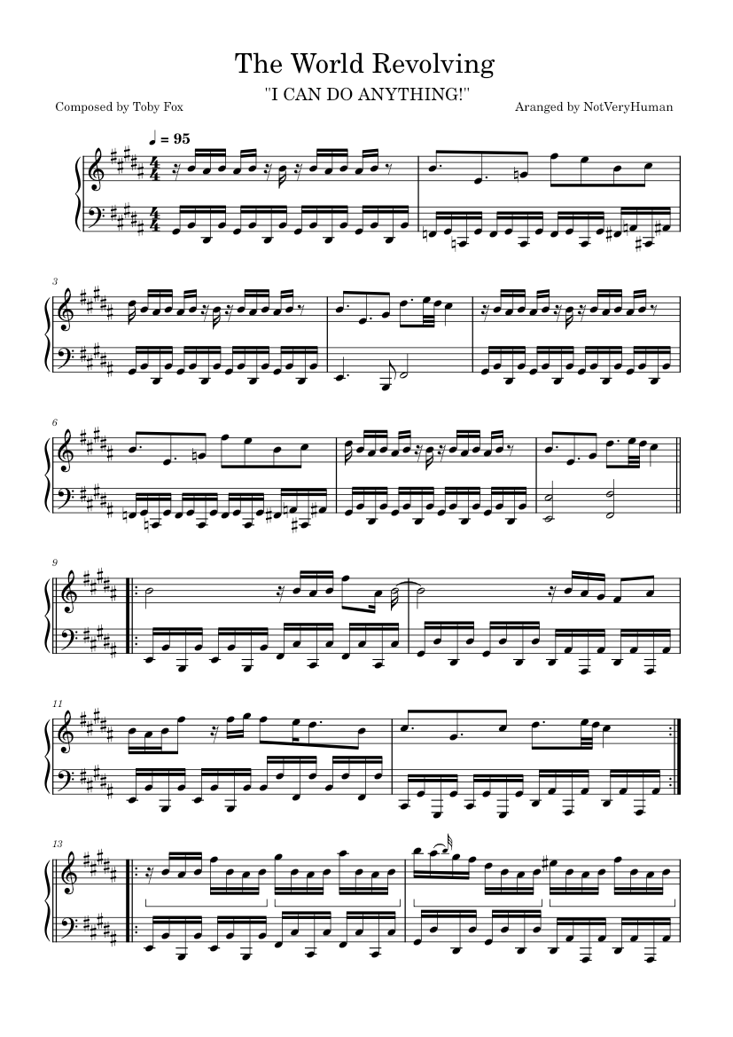 THE WORLD REVOLVING – Toby Fox - Piano Solo Sheet music for Piano (Solo) | Musescore.com