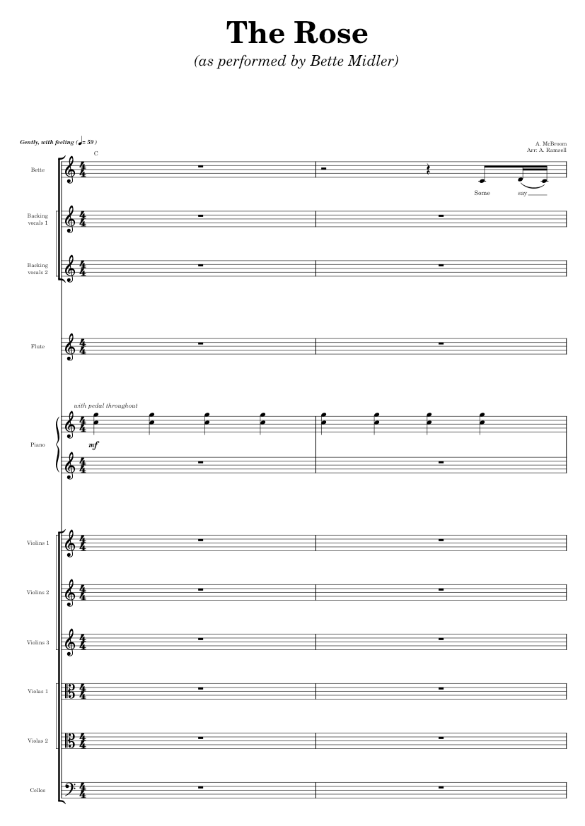 The Rose - Bette Midler Sheet Music with Chords for Piano, Vocals ...