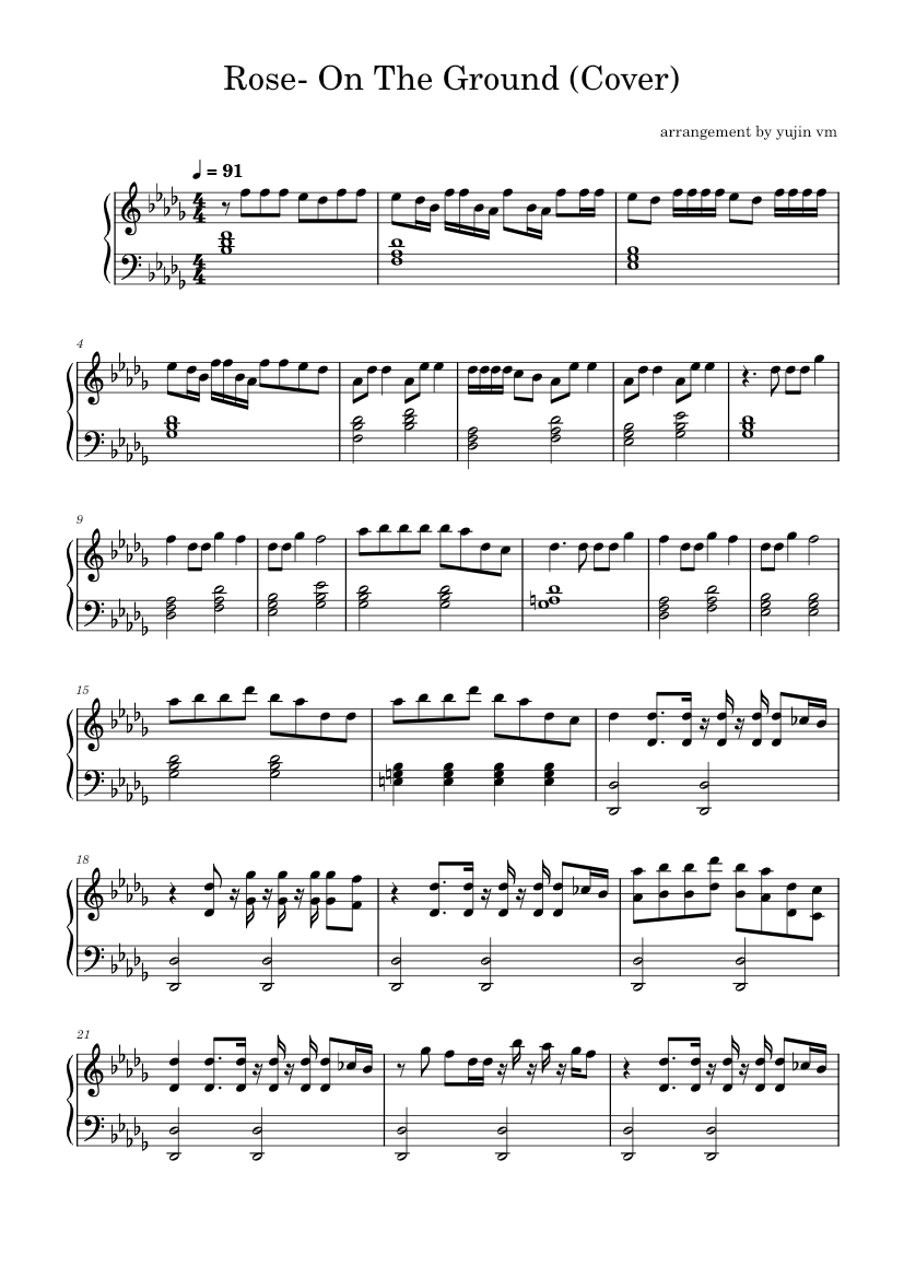 On The Ground – Rosé (BLACKPINK) Sheet music for Piano (Solo) | Musescore.com