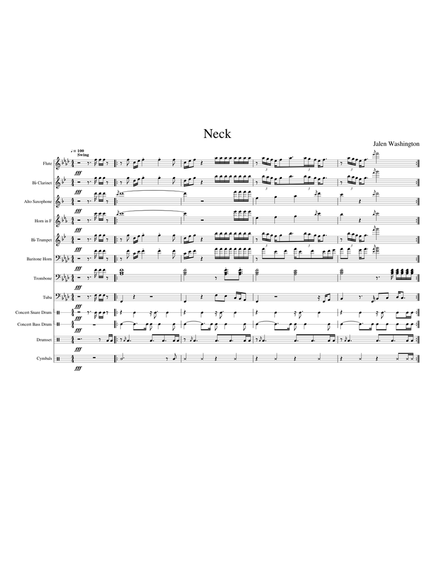 Neck Sheet music for Trombone, Tuba, Flute, Clarinet in b-flat & more ...