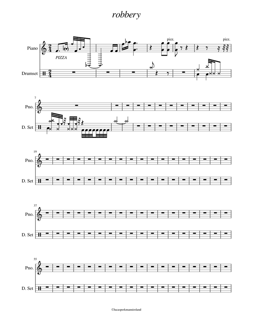 ROBBERY Sheet music for Piano, Drum group (Mixed Duet) | Musescore.com
