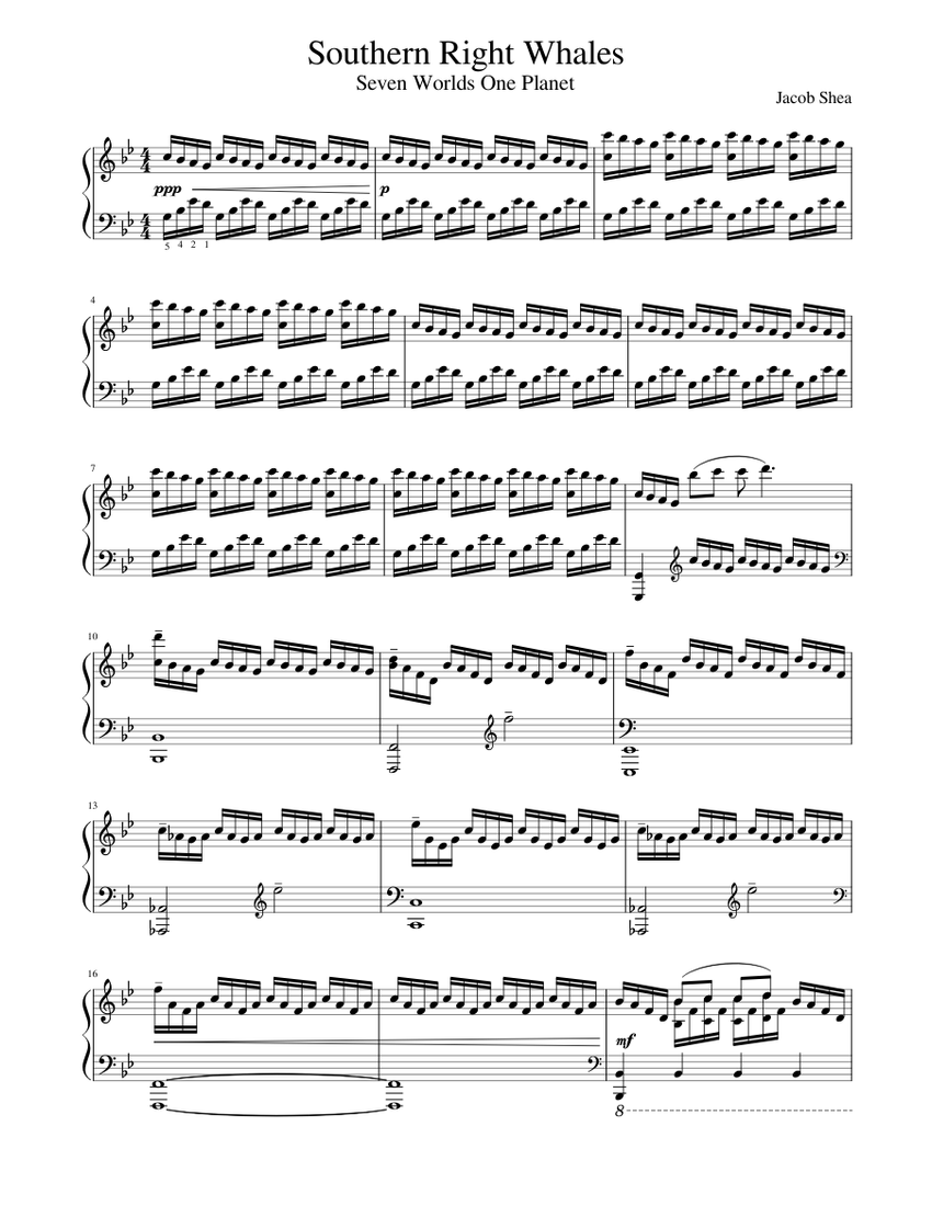 Southern Right Whales - Jacob Shea Sheet music for Piano (Solo ...