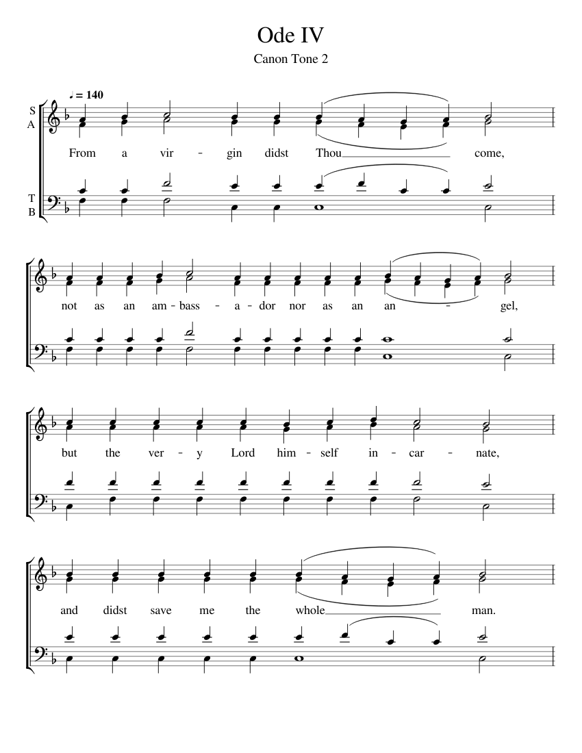 Ode_IV Sheet music for Female, Male (Choral) | Musescore.com