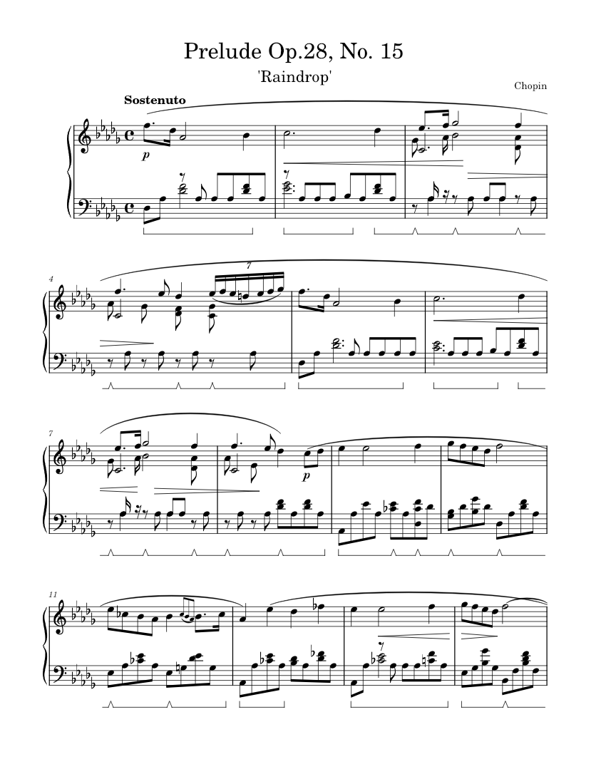 Prelude No 15, op. 28 (Raindrop Prelude) – Frédéric Chopin Sheet music ...
