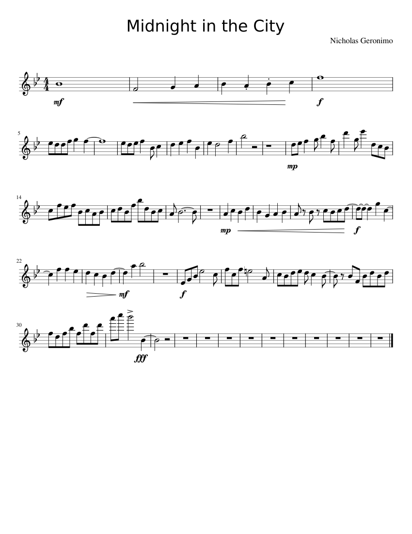 Midnight in The City Sheet music for Violin (Solo) | Musescore.com