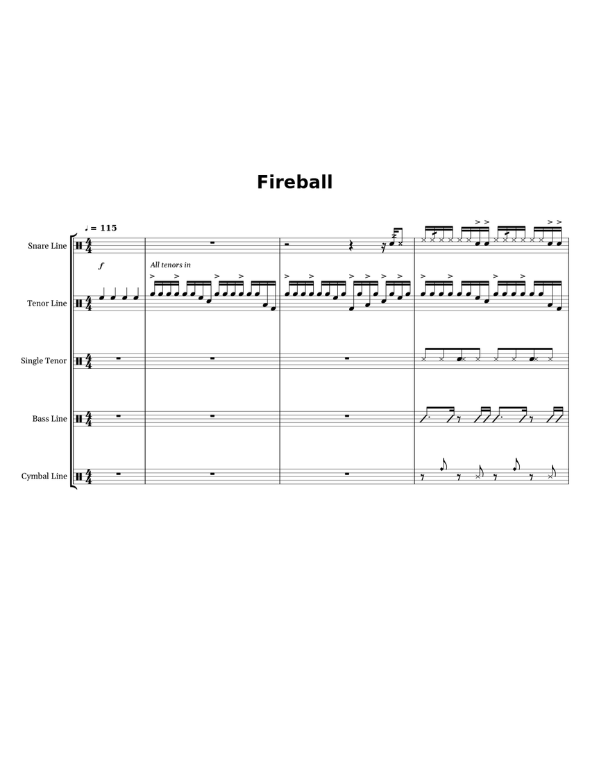 Fireball - Ryan Arceo Sheet music for Snare drum, Crash, Tenor drum ...