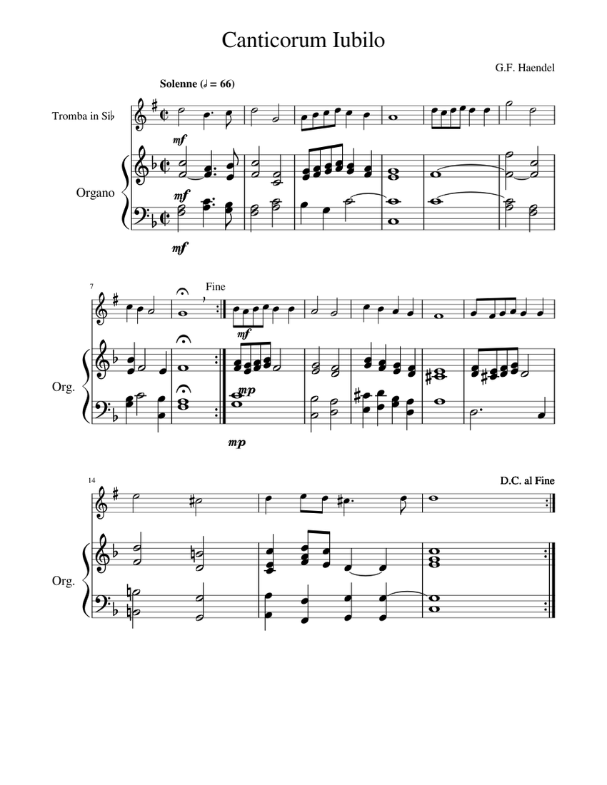 Canticorum iubilo Sheet music for Organ, Trumpet in b-flat (Mixed Duet ...