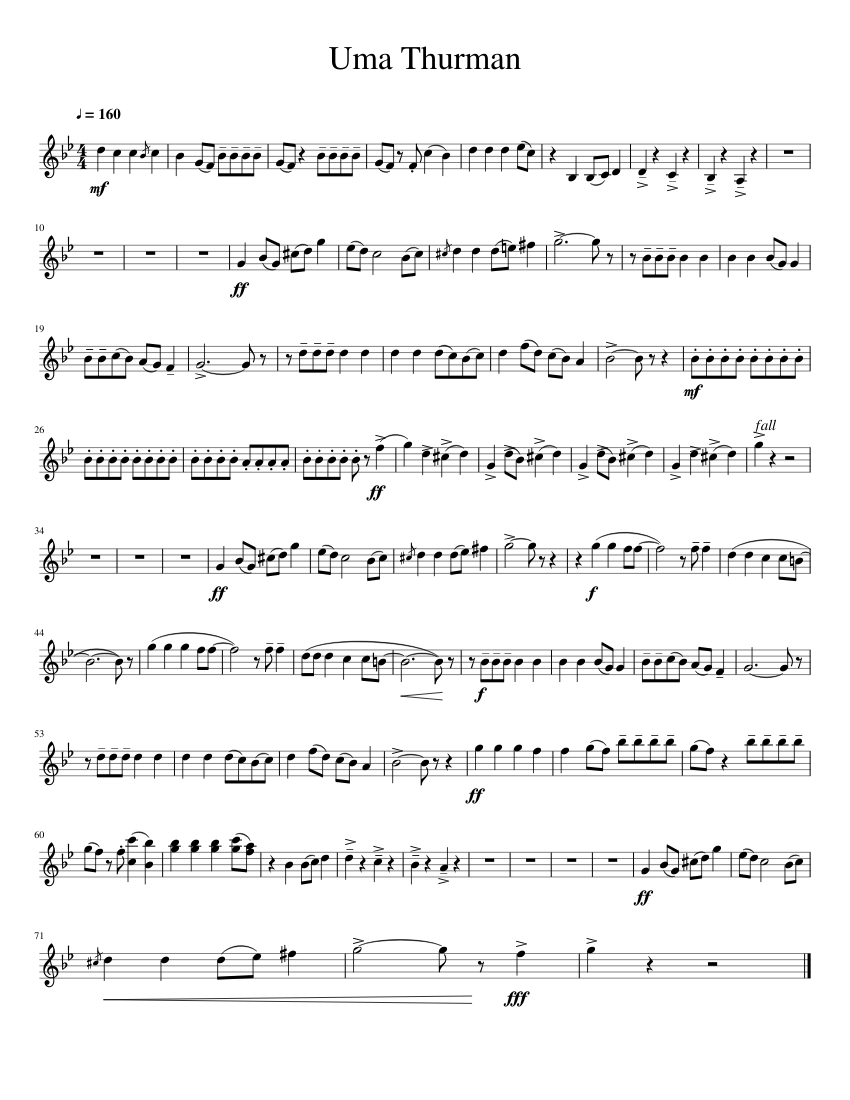 Uma Thurman Sheet music for Trumpet (In B Flat) (Solo) | Musescore.com