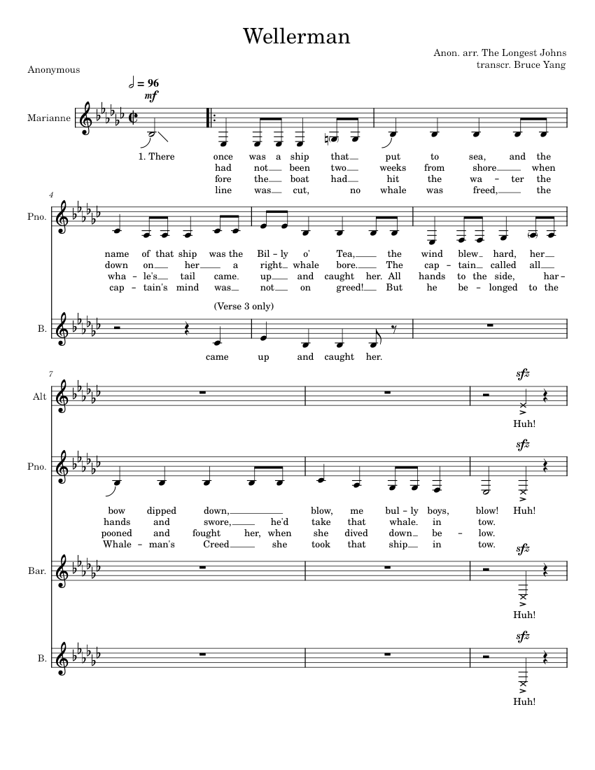 Wellerman Sheet music for Piano (Mixed Quartet) | Musescore.com